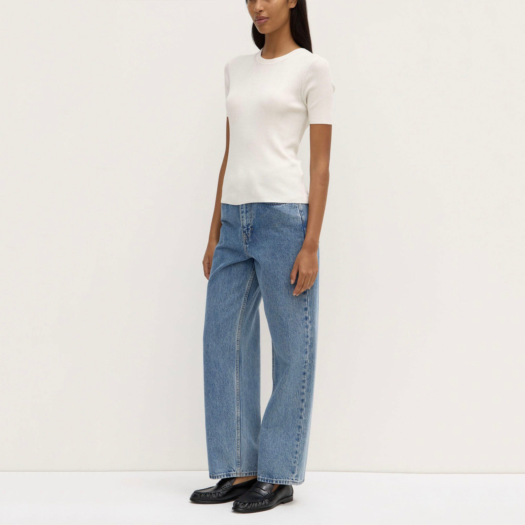 Assembly Label Amira Knit Short Sleeve Tee - Antique White | Tea Pea