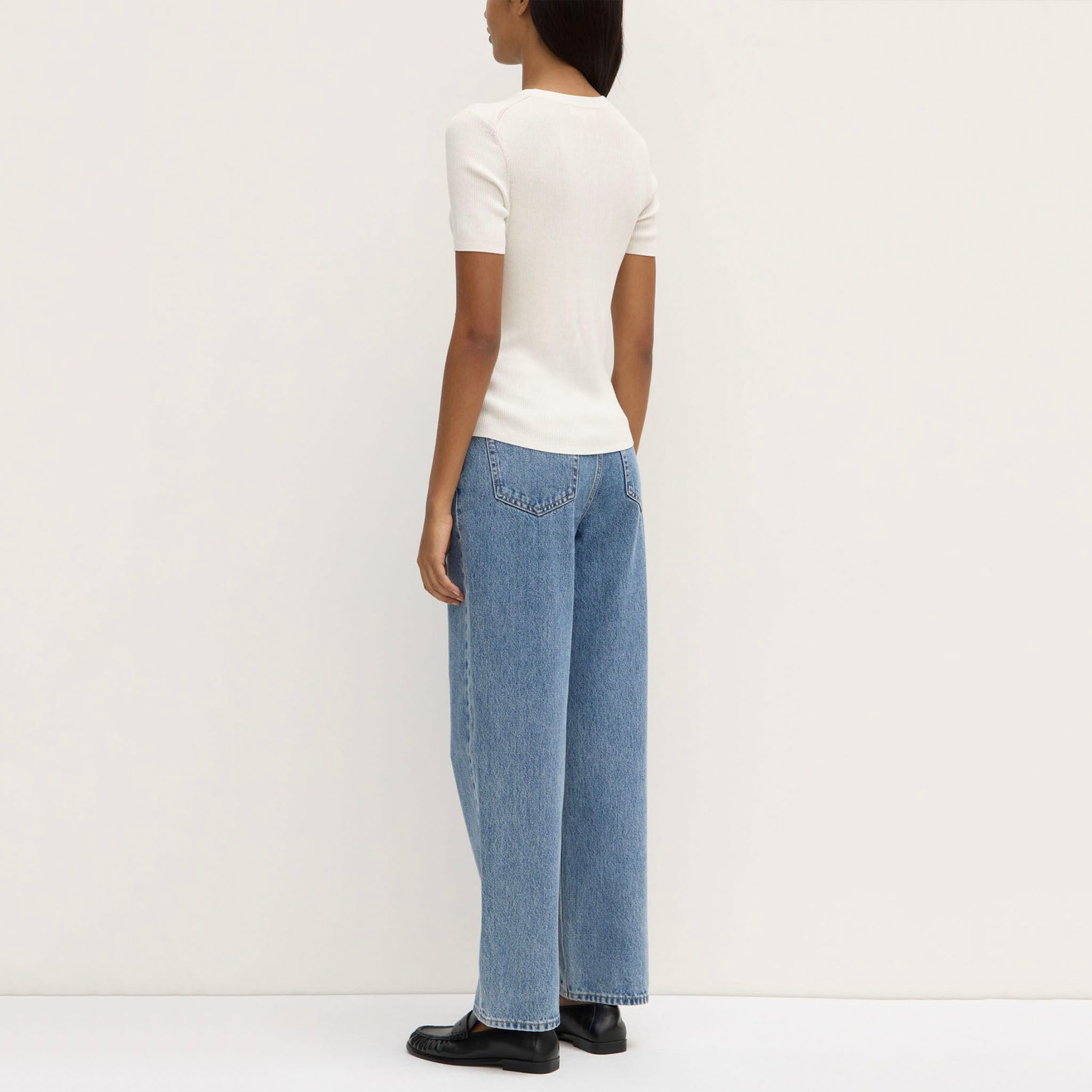 Assembly Label Amira Knit Short Sleeve Tee - Antique White | Tea Pea