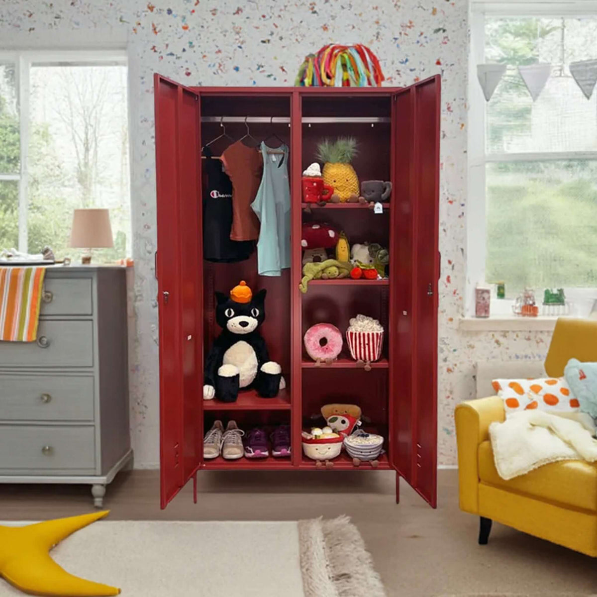 Good. Clarence Contemporary Metal Locker | Tall Retro Storage | Tea Pea