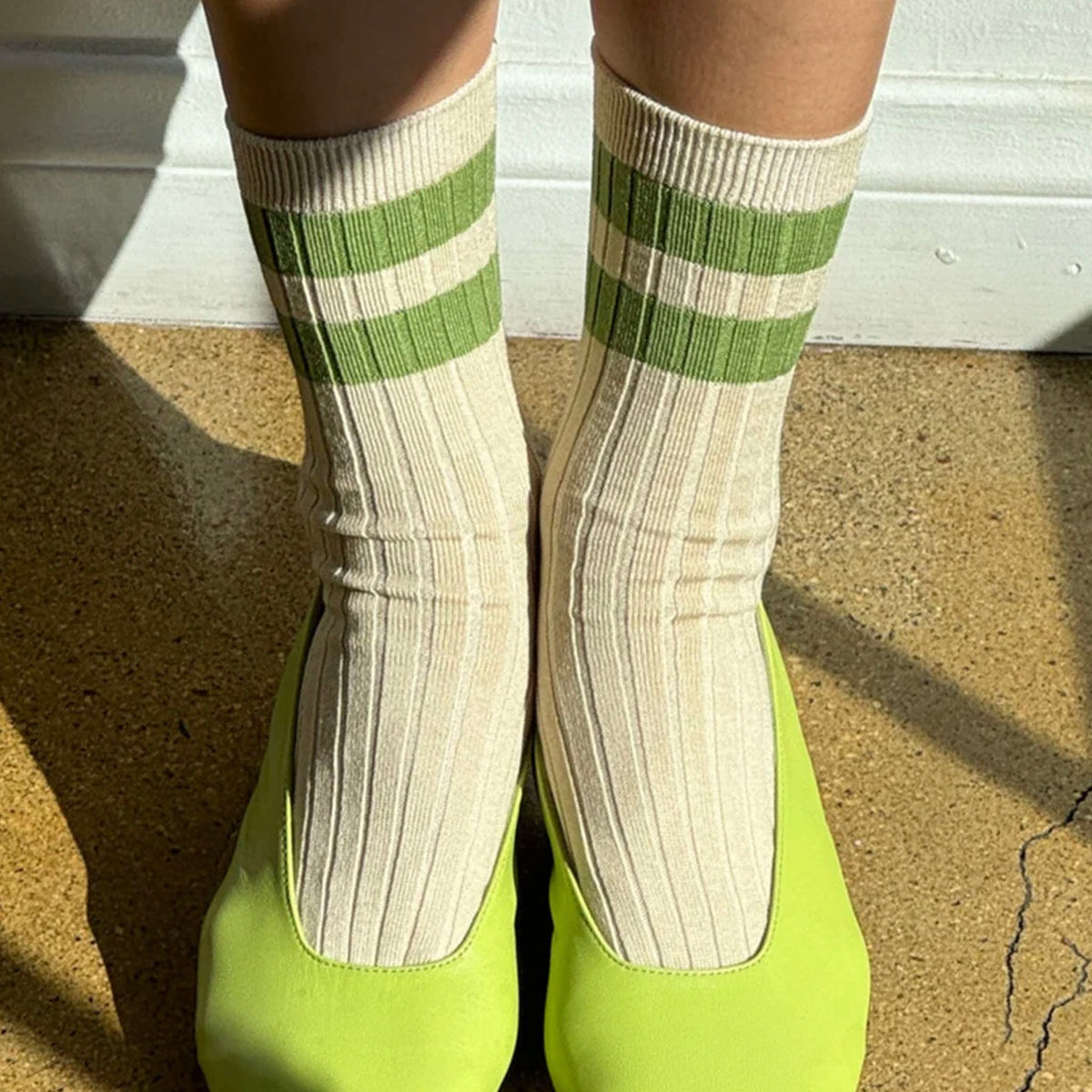 Le Bon Shoppe Her Varsity Socks - Pear | Tea Pea
