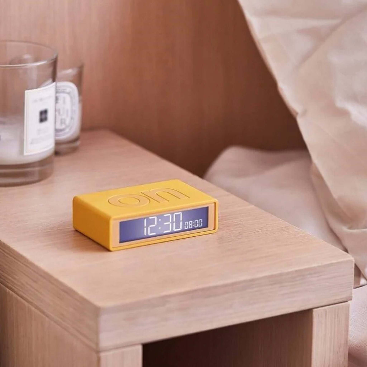 Lexon Flip Classic Reversible LCD Alarm Clock - Yellow | Tea Pea