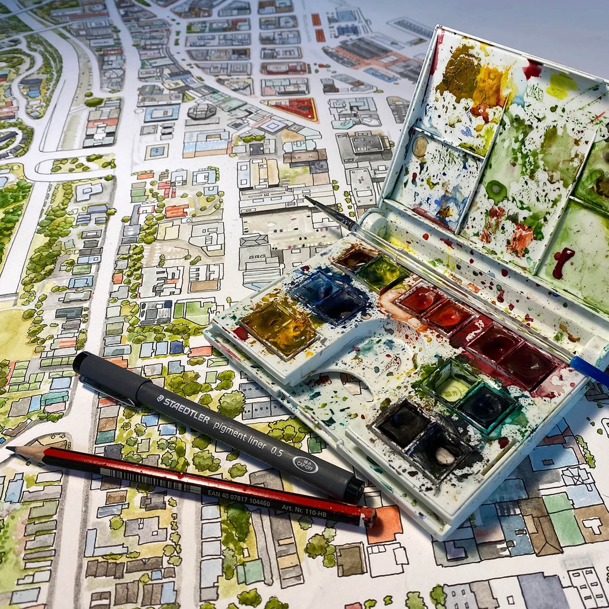 Maguire Map Making Art Print - Khandallah Village | Tea Pea