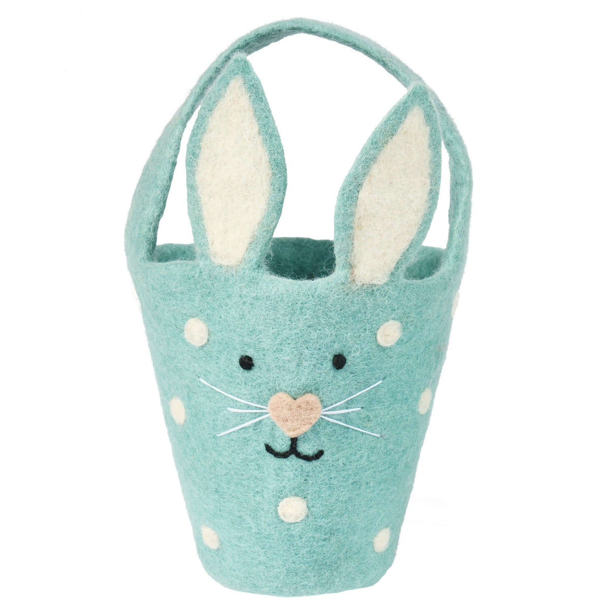 Pashom Nepal Felt Spotty Bunny Basket | Handmade | Tea Pea