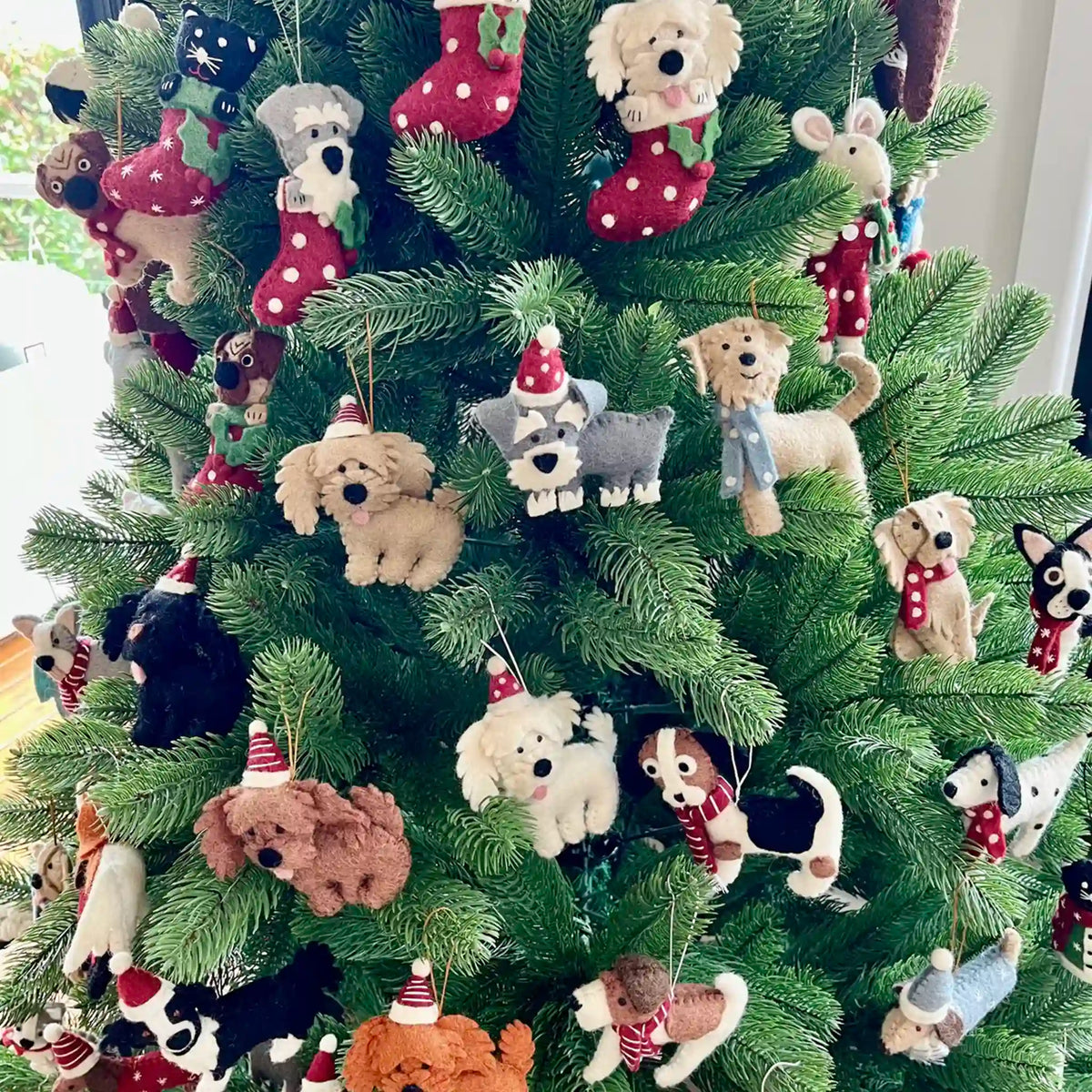 Pashom Nepal Felt Christmas Decoration - Pug in a Scarf | Tea Pea