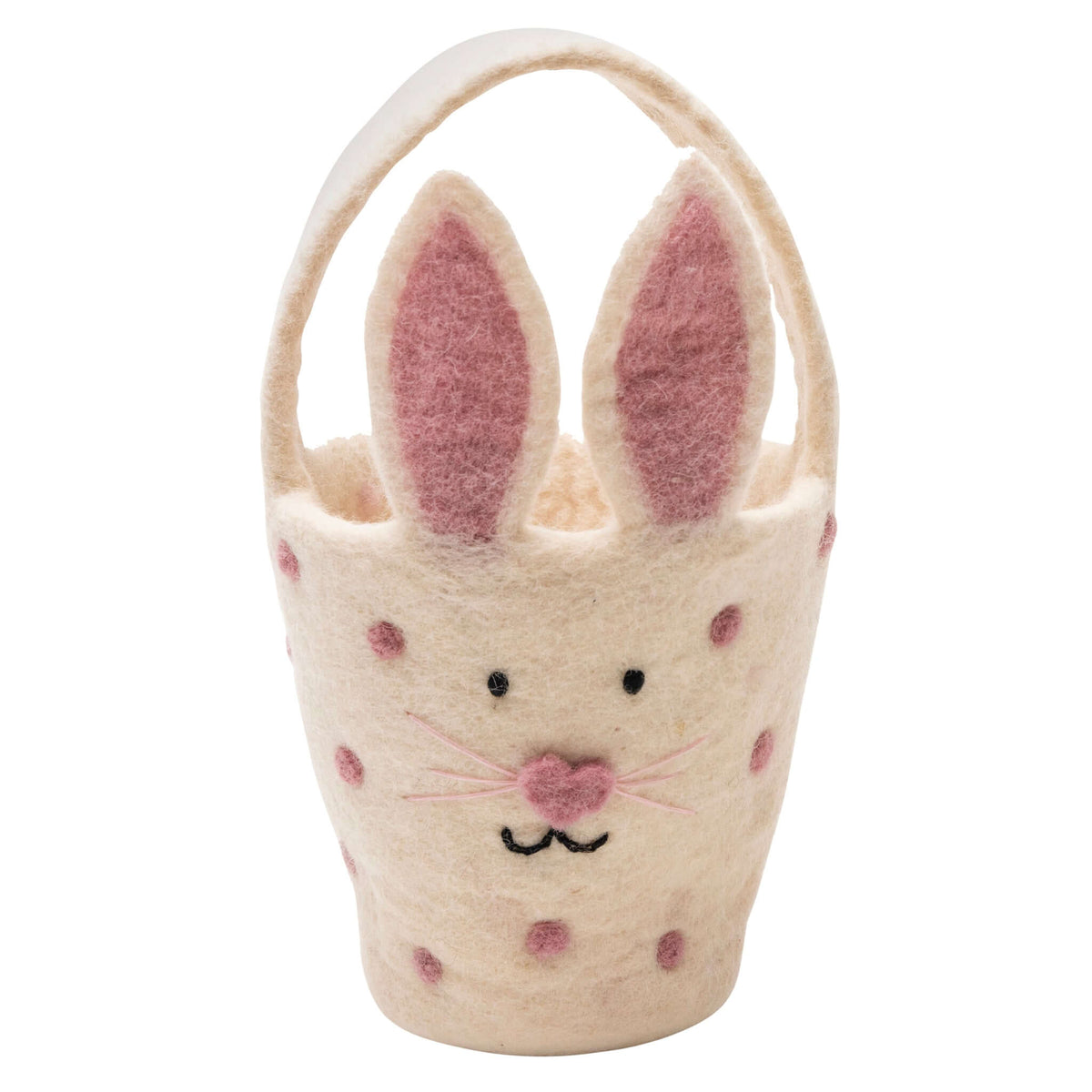 Pashom Nepal Felt Spotty Bunny Basket | Handmade | Tea Pea