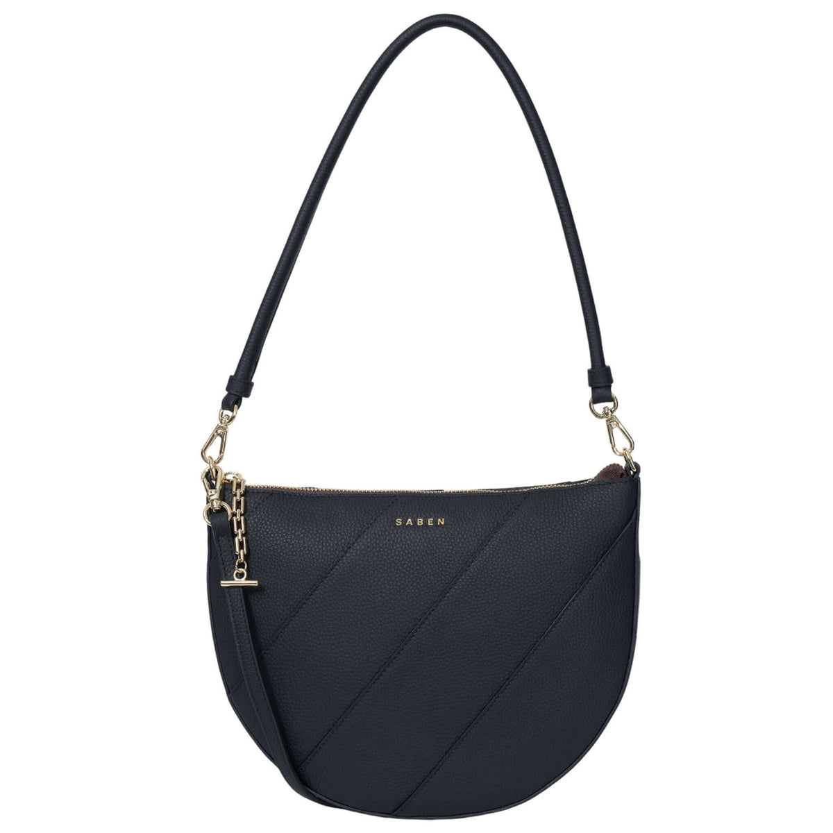 Saben Gani Shoulder Bag - Black Bias | Sleek Leather | Tea Pea
