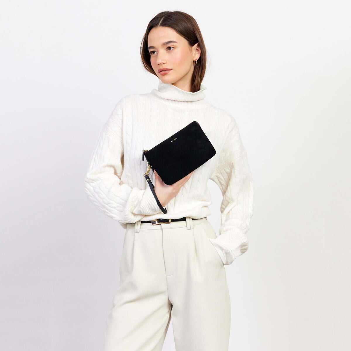 Saben Tilly Crossbody Bag - Black Suede | Wallet Clutch | Tea Pea