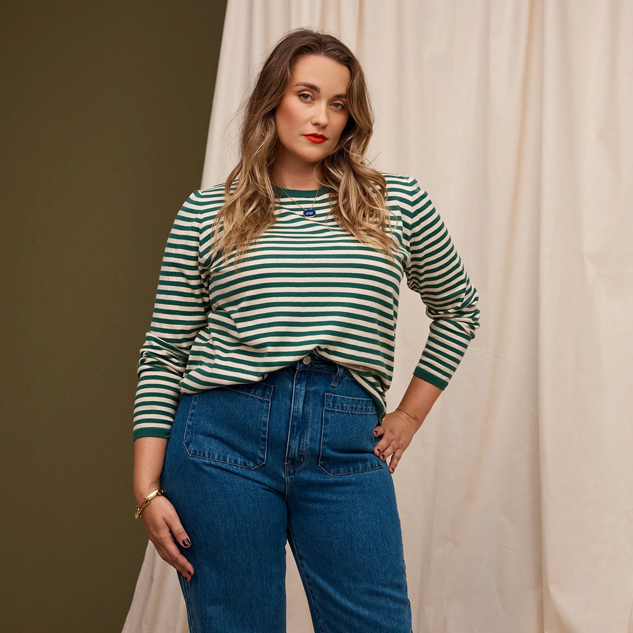 Sage x Clare Pierre Organic Cotton Top - Forest | Tea Pea