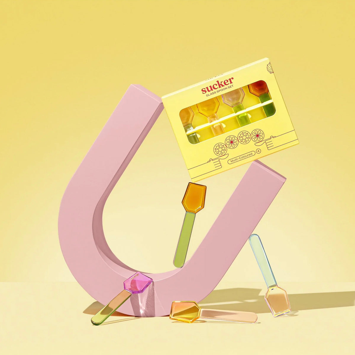 Sucker Glass Spoon Set - Multi Colour | Tea Pea