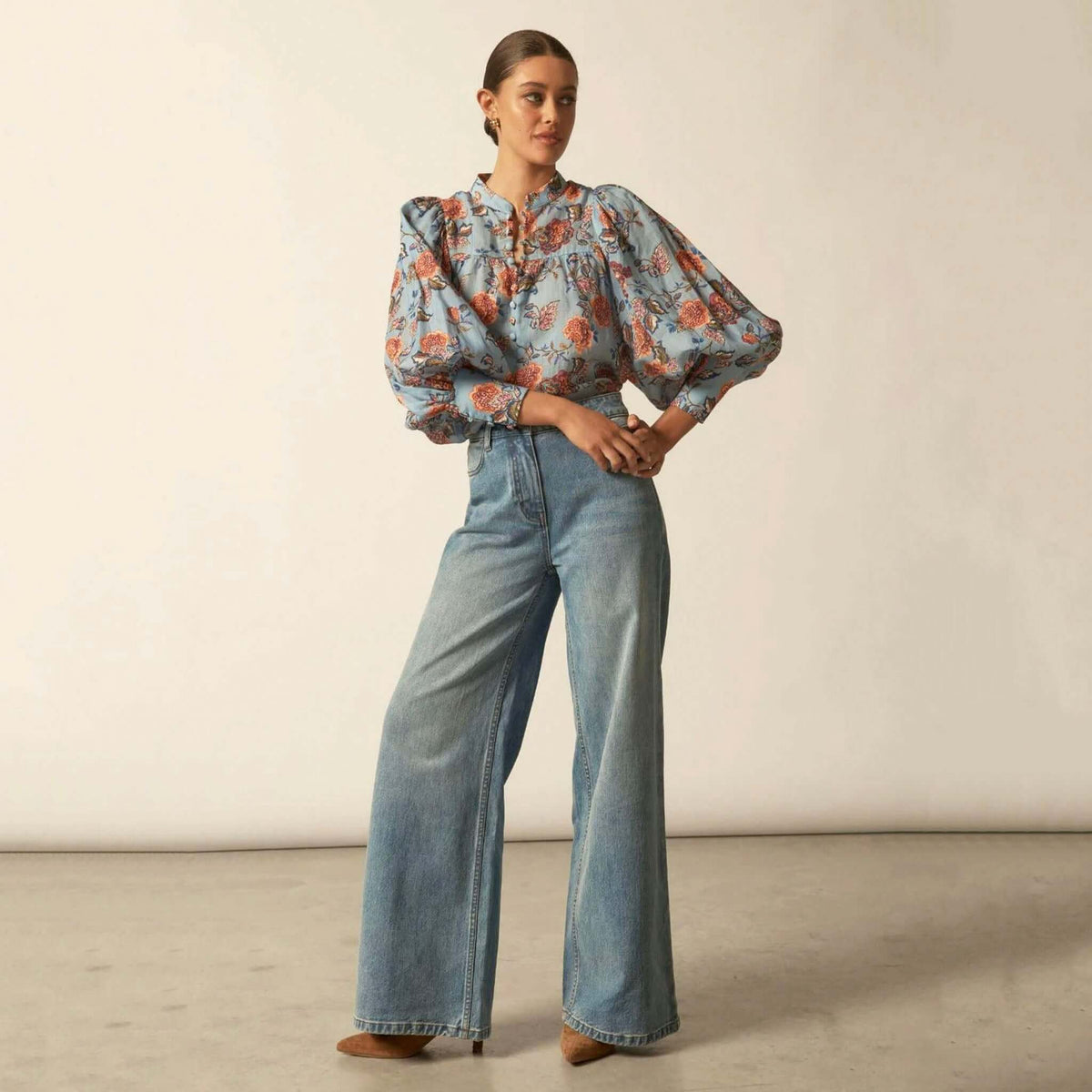 Zoe Kratzmann Vista Top - Twilight Bloom | Ramie Blouse | Tea Pea