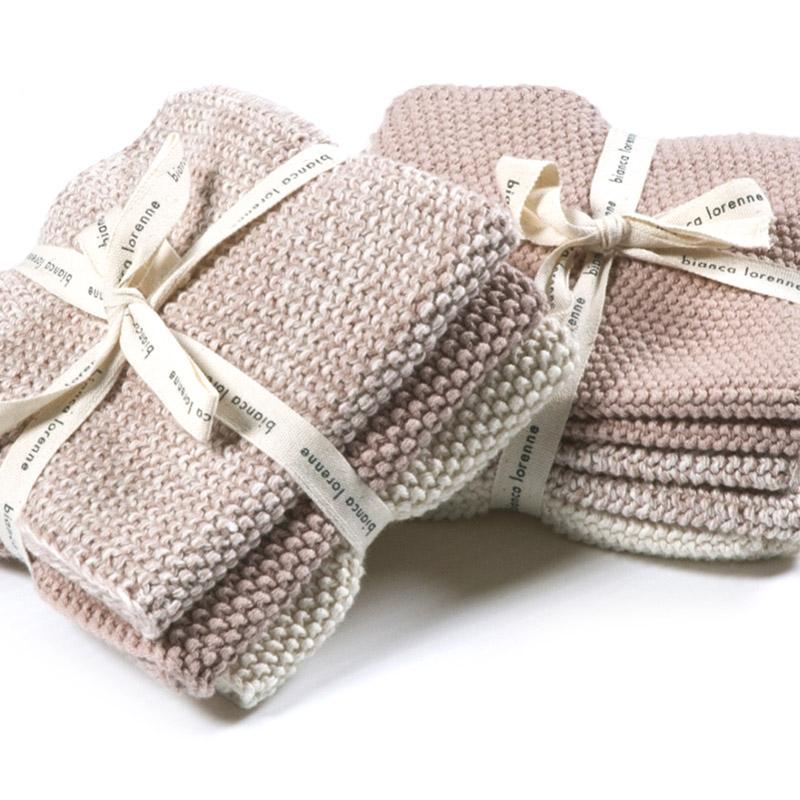 Bianca Lorenne Knitted Cotton Wash Cloth Set - Lavette Petal | Tea Pea