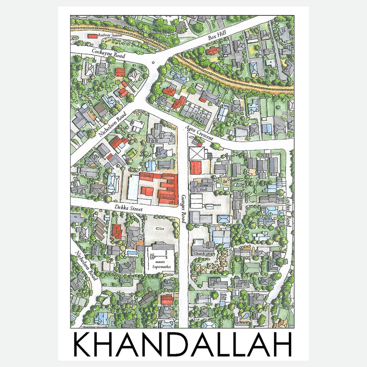 Maguire Map Making Art Print - Khandallah Village | Tea Pea